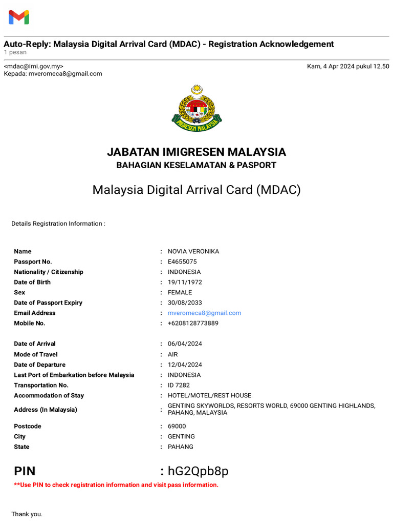 Gmail - Auto-Reply_ Malaysia Digital Arrival Card (MDAC) - Registration ...