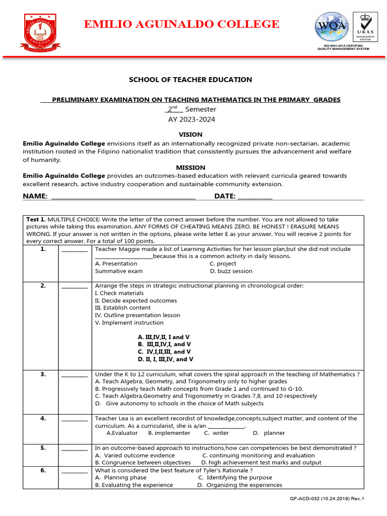 Prelim TMPG 2nd Sem EDITED | PDF | Educational Assessment | Learning