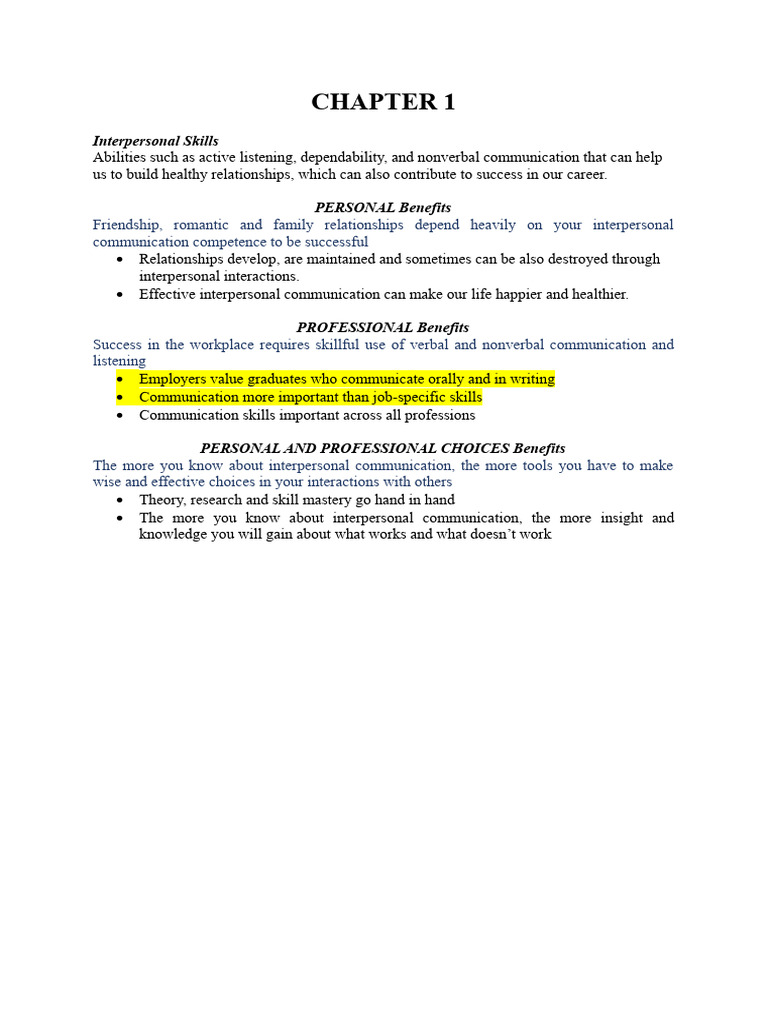 FINAL-Interpersonal Communication Notes | PDF | Nonverbal Communication ...