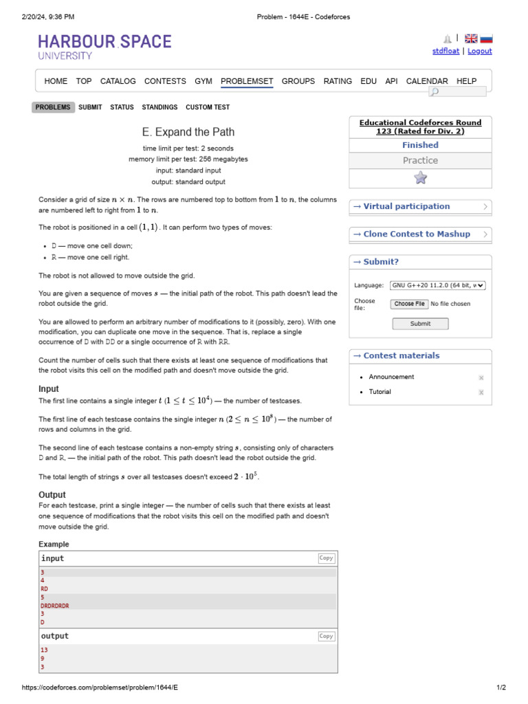 Problem 1644e Codeforces Pdf String Computer Science