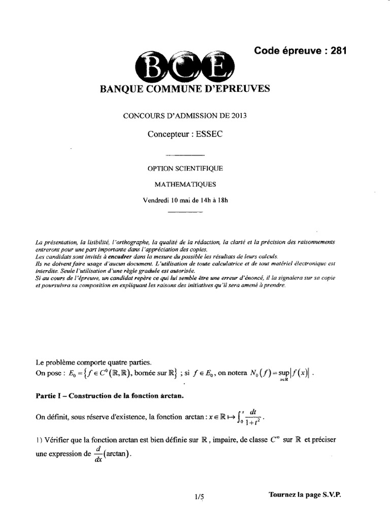 ESSEC 2013 Enoncé | PDF