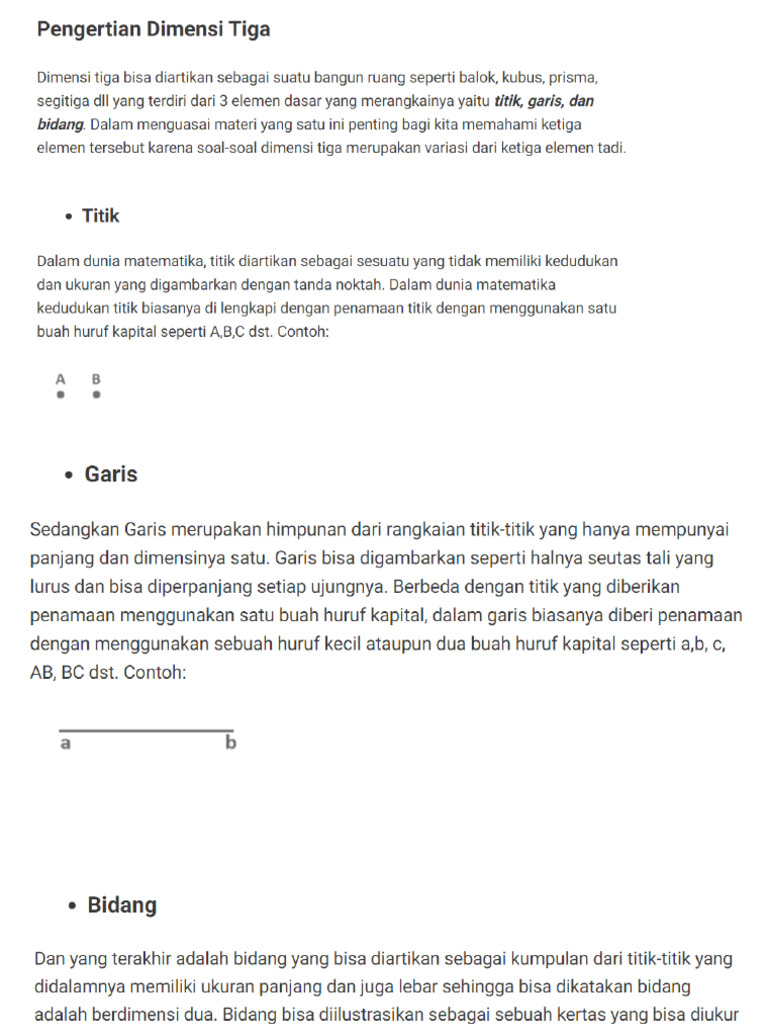 Dimensi 3 Kelas Xii Hari Ini | PDF