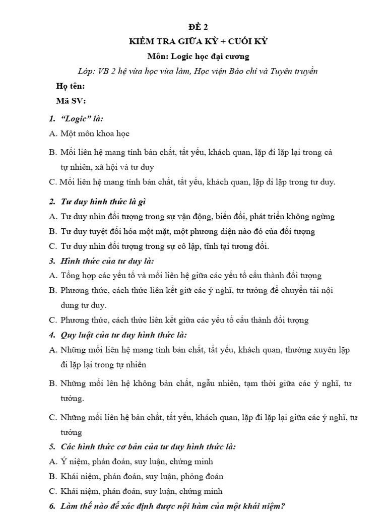 ĐỀ 2 VB2 HV Báo chí và tuyên truyền | PDF