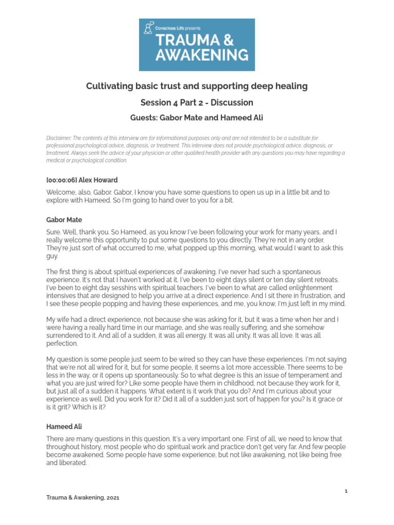 Trust and Healing in Spiritual Awakening | PDF | Psychological Trauma ...