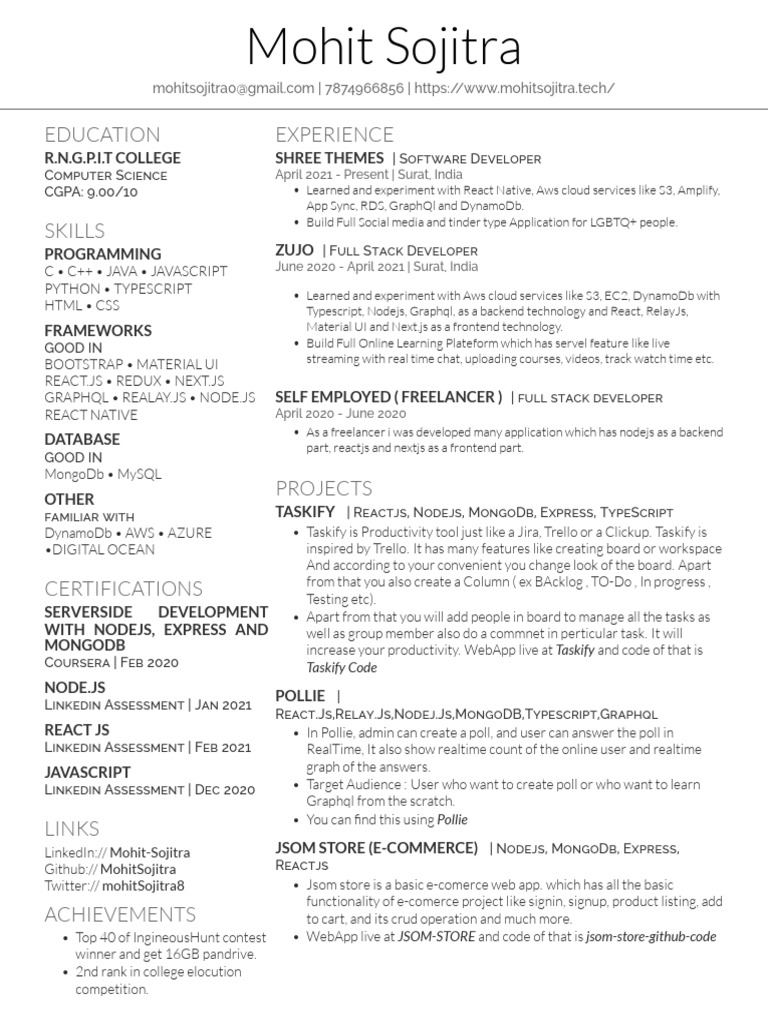 Mohit SDE Resume.30a6c015 | PDF | Web 2.0 | Computing