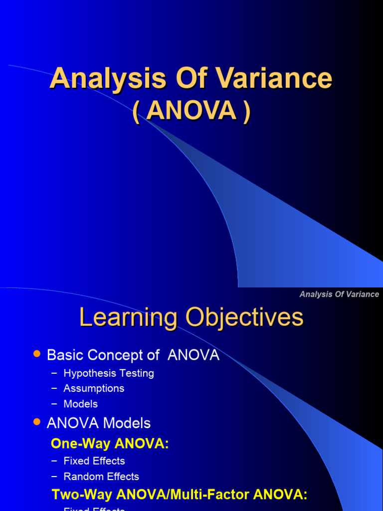 Analysis of Variance | PDF | Analysis Of Variance | Errors And Residuals