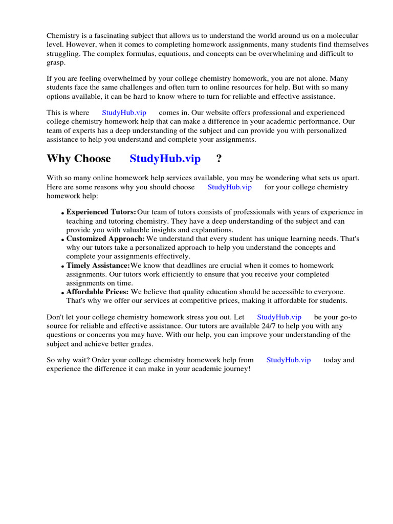 College Chemistry Homework Help | PDF | Chemistry | Chemical Reactions