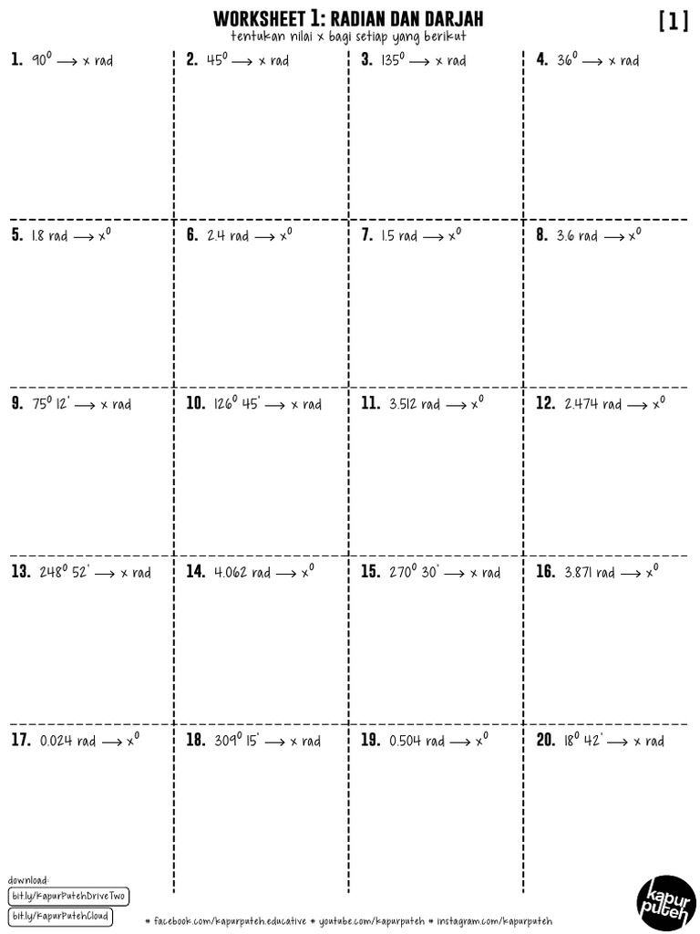 [Worksheet KSSM AddMaths] Bab 1 - Sukatan Membulat (Form 5) | PDF ...