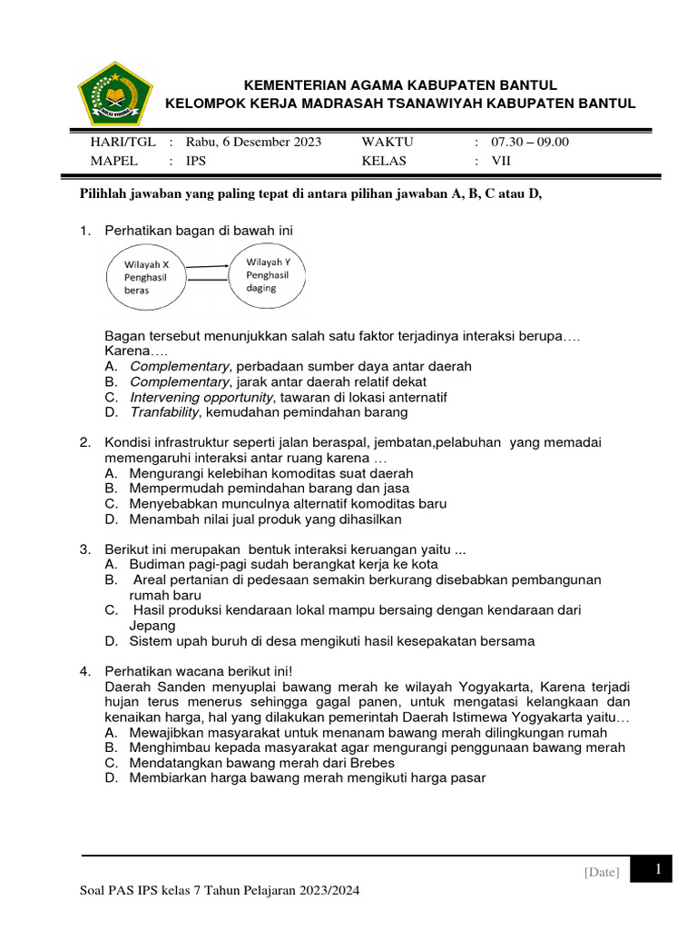 Soal Pas Ips Kelas 7 Fix | PDF