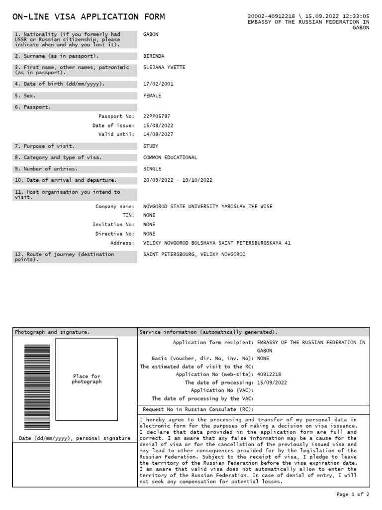 Application 40912218 | Download Free PDF | Travel Visa | Passport