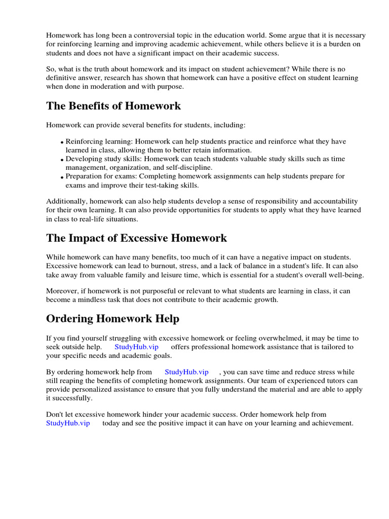 Homework Impact Student Achievement | PDF | Homework