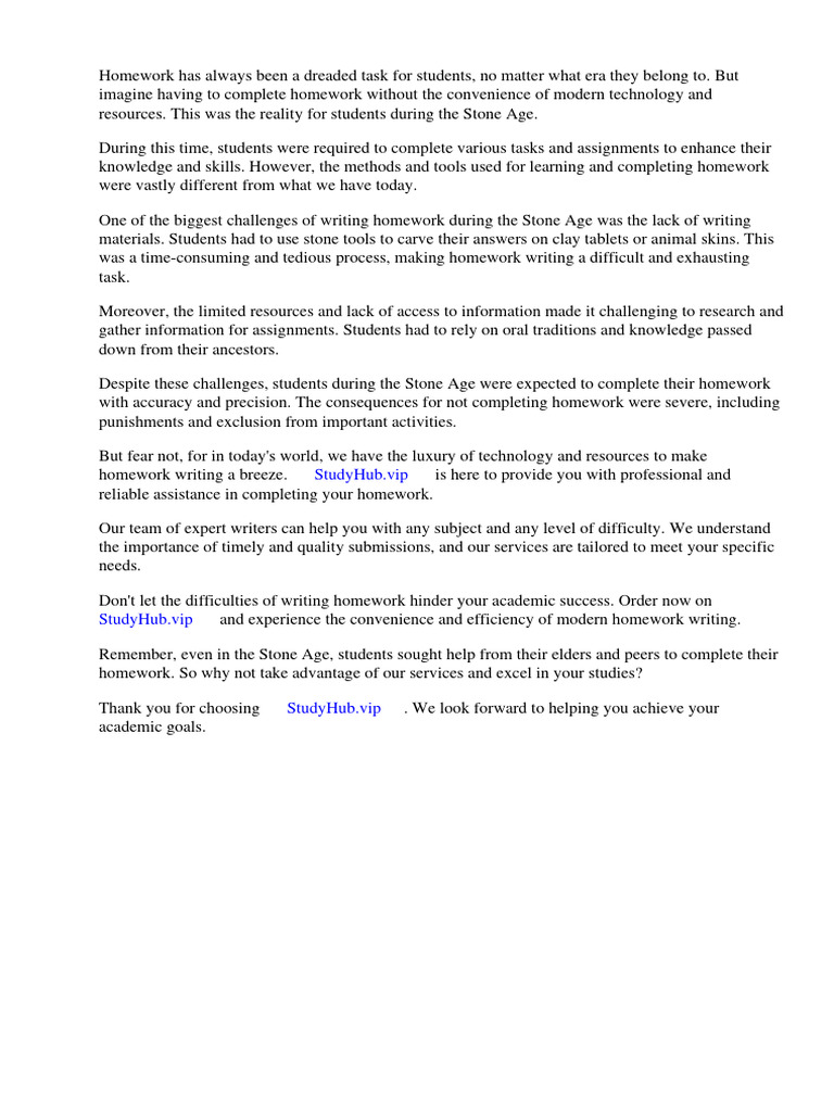 Stone Age School Homework | PDF | Homework | Stone Age