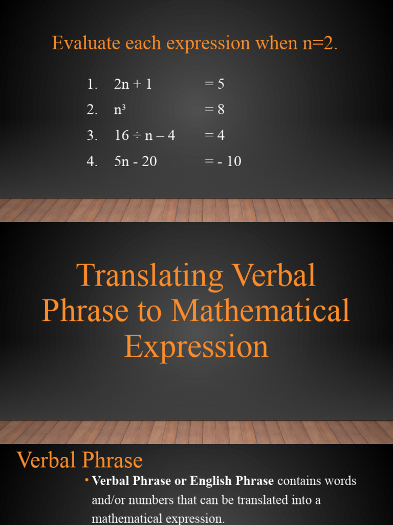 Translating Verbal Phrases in Math | PDF | Numbers | Subtraction