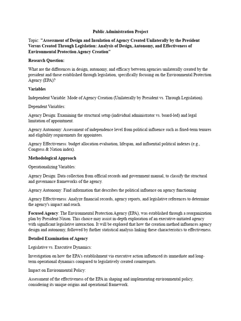Public Administration Project 1 | PDF | United States Environmental ...