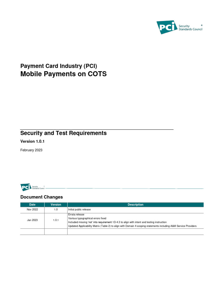 Mobile Payments On COTS v1 0 1 | PDF | Payment Card Industry Data ...