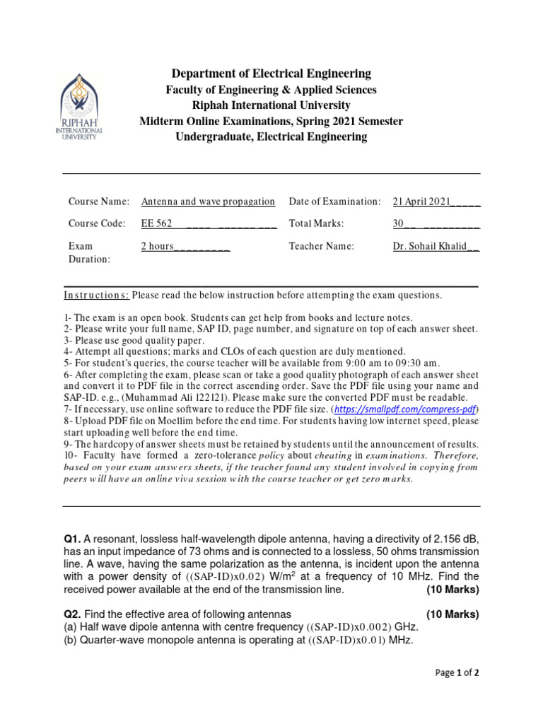 Midexamonline | PDF | Antenna (Radio) | Electronic Engineering