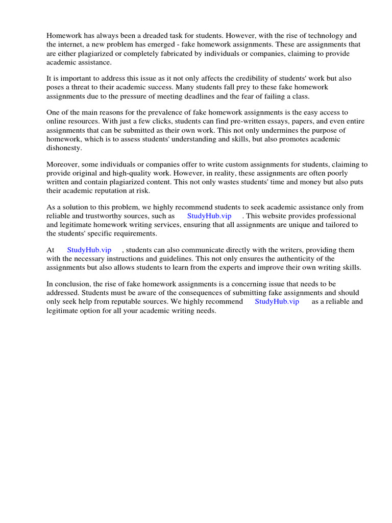 Fake Homework Assignments | PDF | Advertising | Homework