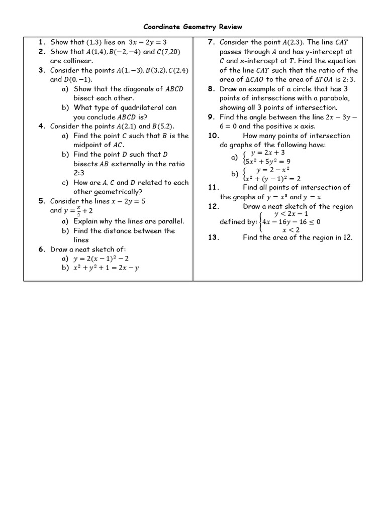 Coord Geo Revision | PDF | Line (Geometry) | Mathematical Concepts