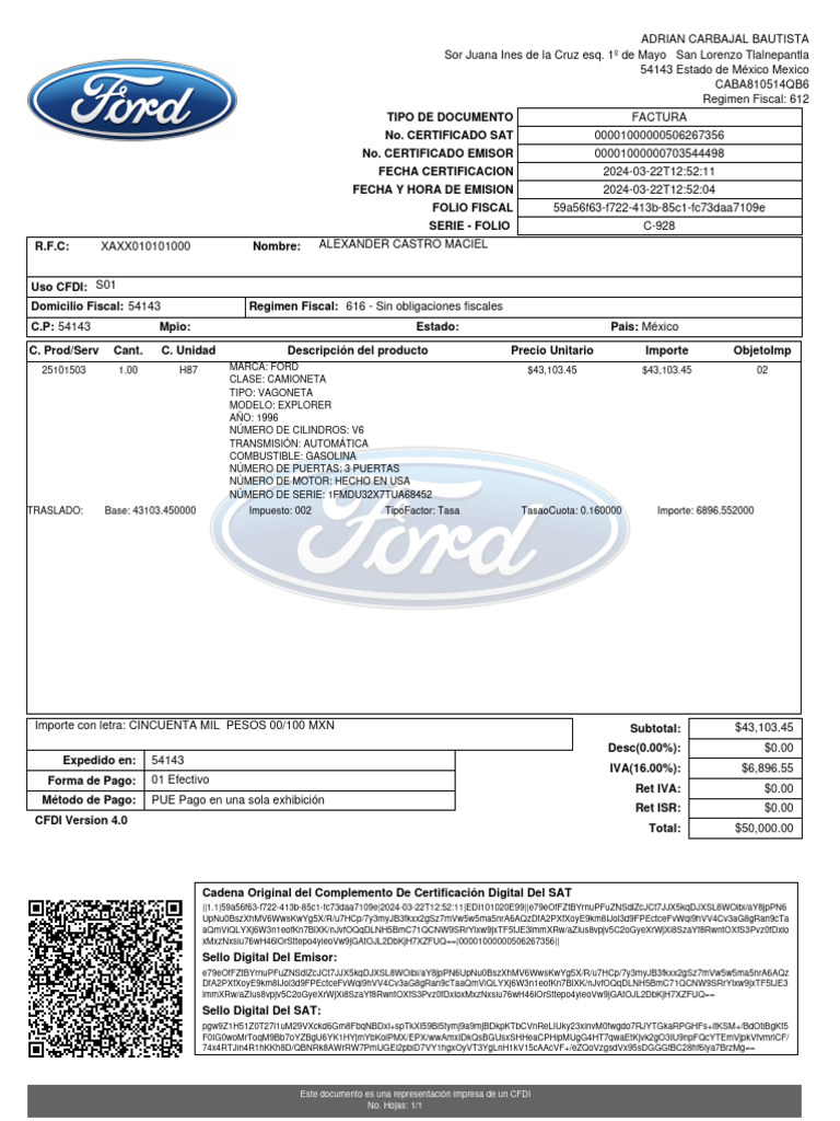 Refactura Explorer 1996 | PDF | Tecnología de vehículos | Vehículos