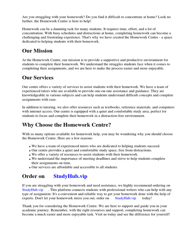 Homework Centre Ideas | PDF | Homework | Classroom