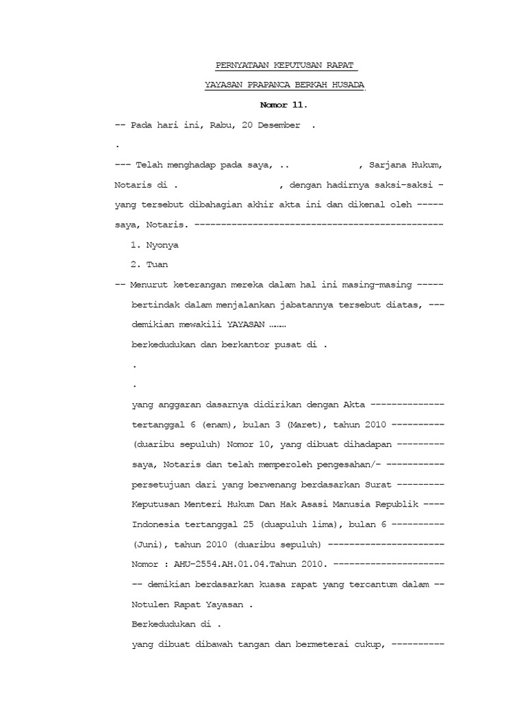 Vena Draft Akta PKR Yayasan | PDF | Hukum