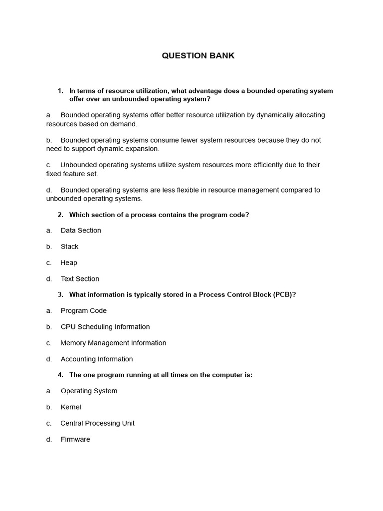 OS Question Bank | Download Free PDF | Scheduling (Computing) | Process (Computing)