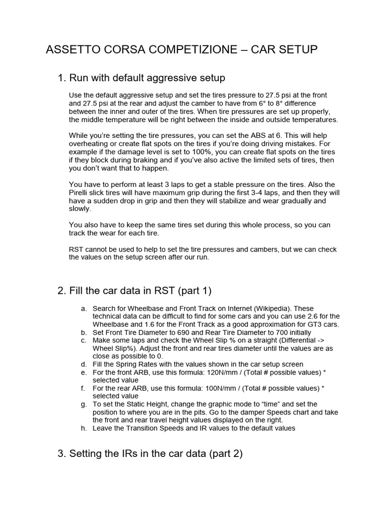 ACC Car Setup Tuning Guide | PDF | Brake | Anti Lock Braking System
