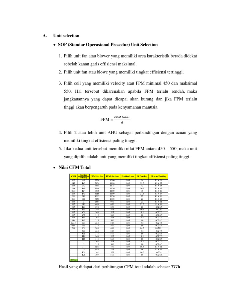 Selection Unit Ahu Dan Kompresor | PDF | Teknologi & Rekayasa