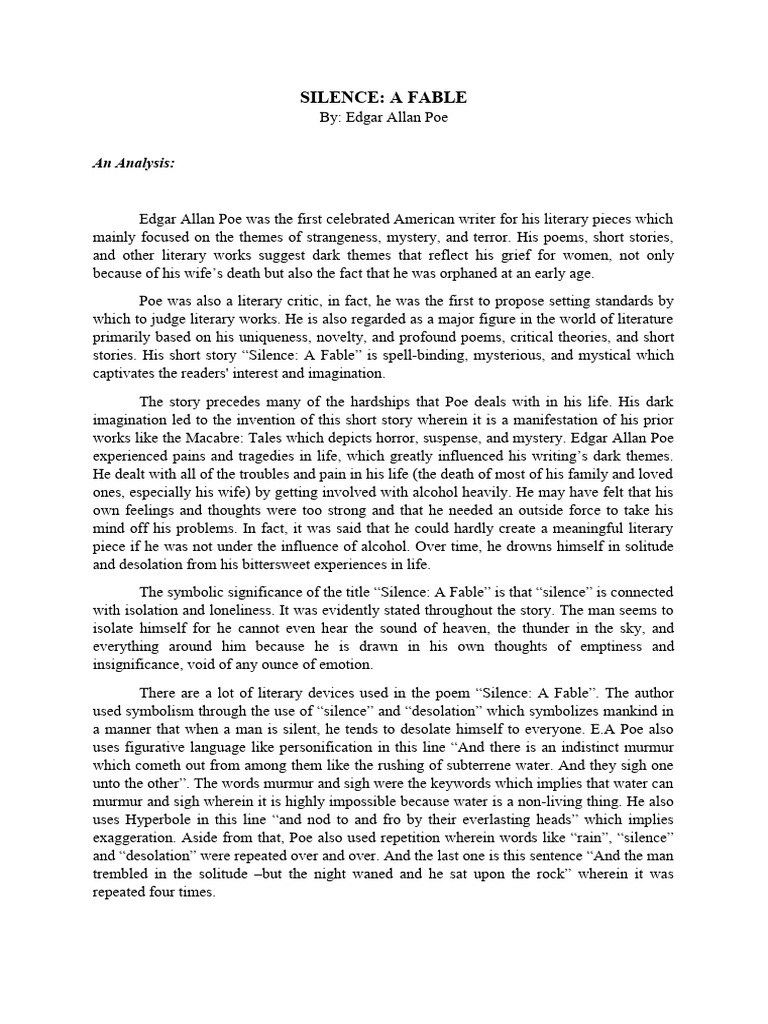 Critical Analysis | PDF | Edgar Allan Poe | Short Stories