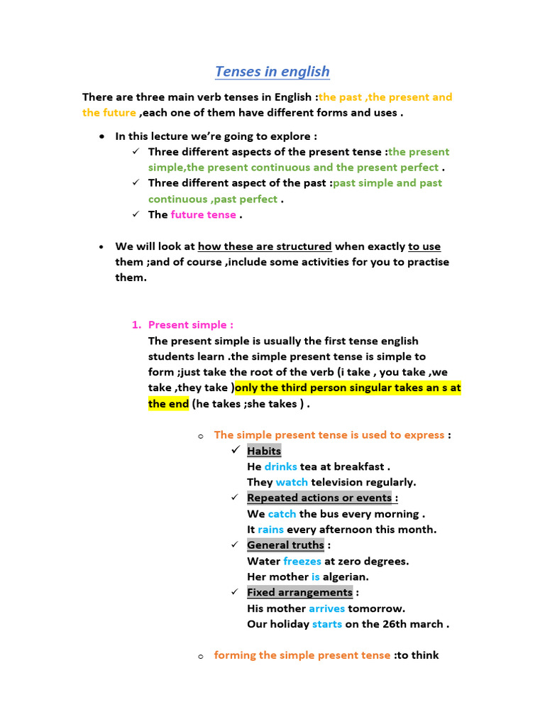 Present Simple Present Perfect and Present Continuous | PDF ...