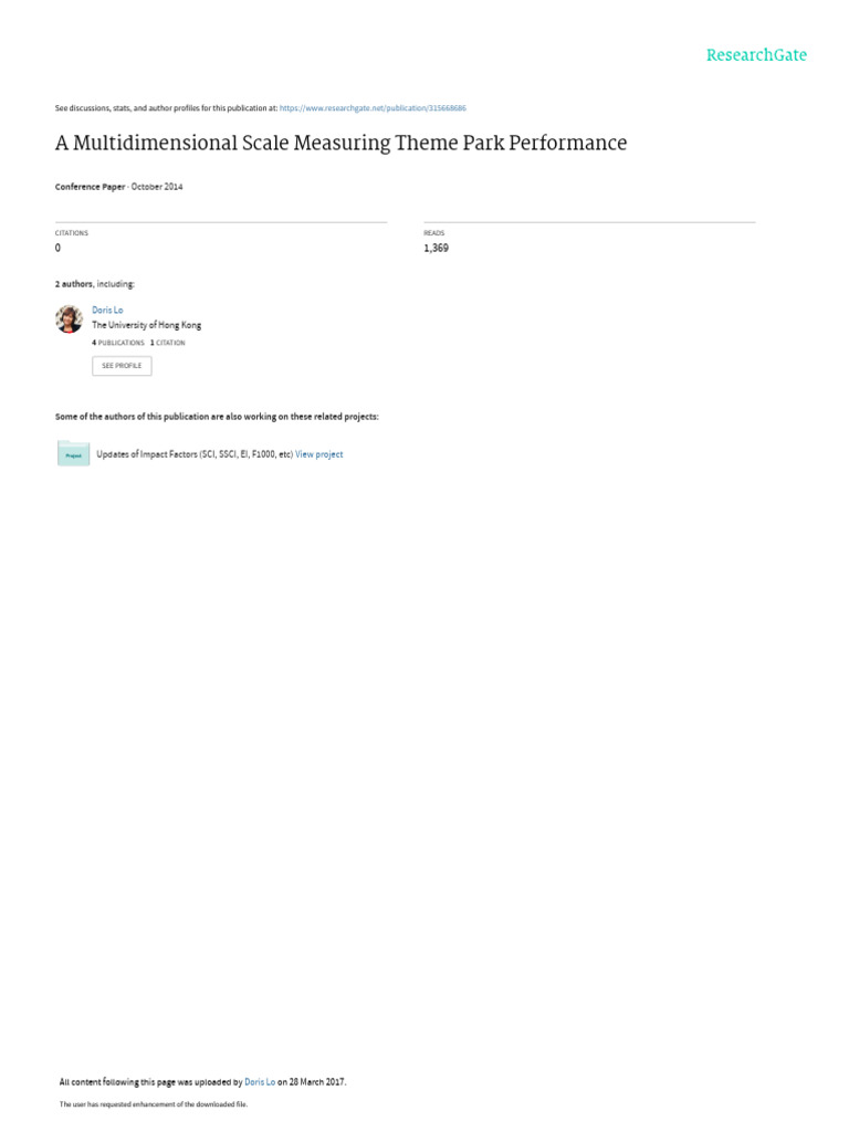 A Multidimensional Scale Measuring Theme Park Performance | PDF ...