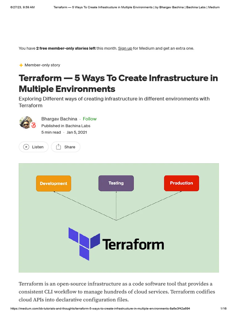 Terraform for Multi-Env Infrastructure | PDF | Computer File | Cloud Computing