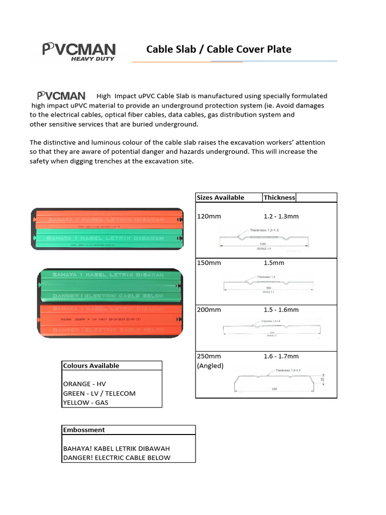 High Impact uPVC Cable Slab Protection | PDF