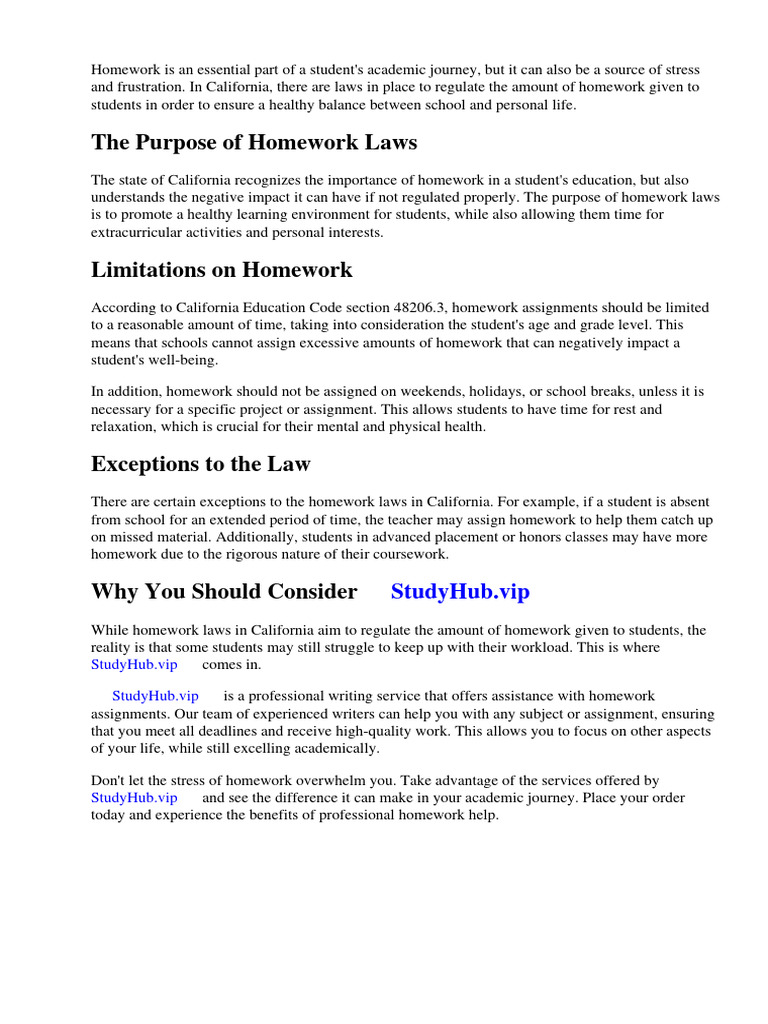 Homework Laws in California | PDF | Homework | Overtime