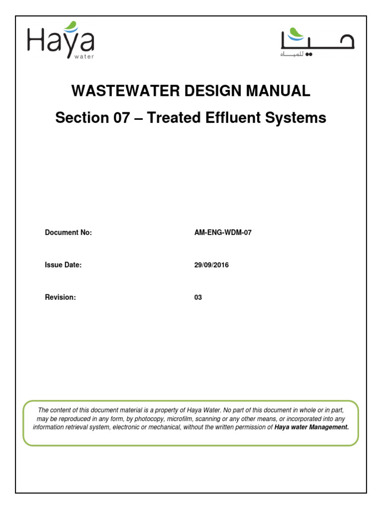 WDM Section 07 Treated Effluent Systems R3 | PDF | Polyvinyl Chloride | Pipe (Fluid Conveyance)