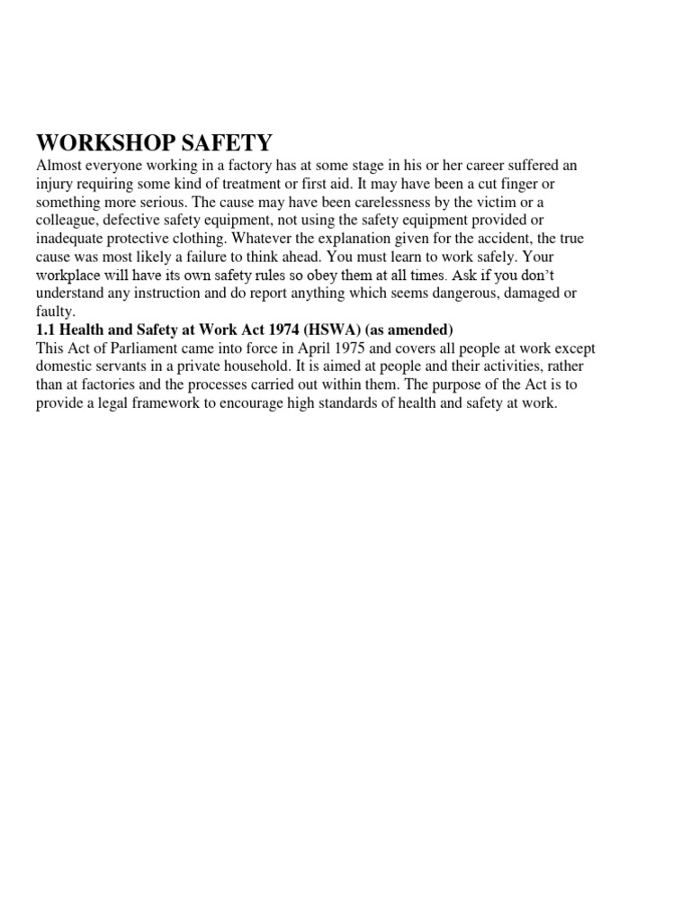 Workshop Technology | PDF | Occupational Safety And Health | Personal ...