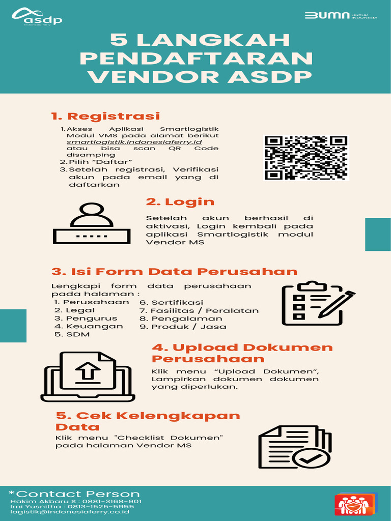 Poster 5 Langkah Pendaftaran Vendor PT ASDP Indonesia Ferry (Persero) | PDF