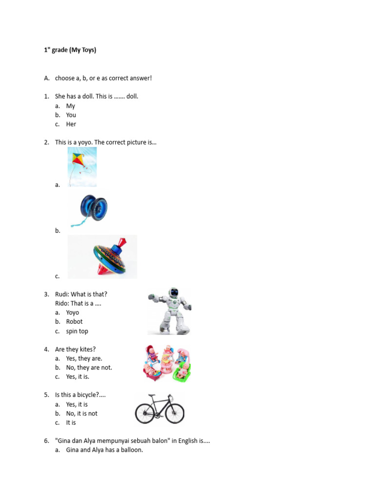 My Toys Grade 1 | PDF