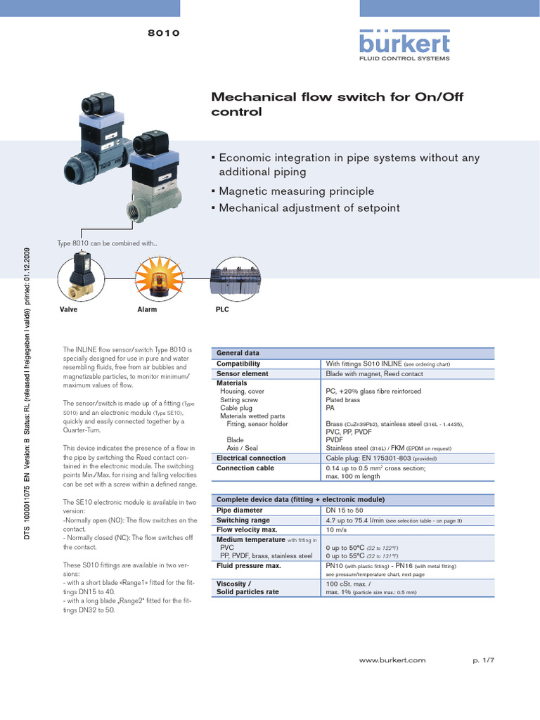 flow switch | PDF | Pipe (Fluid Conveyance) | Switch
