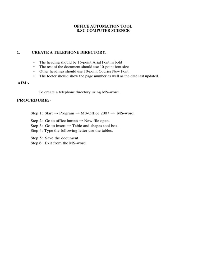 OAT Lab Manual-First Year | PDF | Microsoft Excel | Microsoft Word