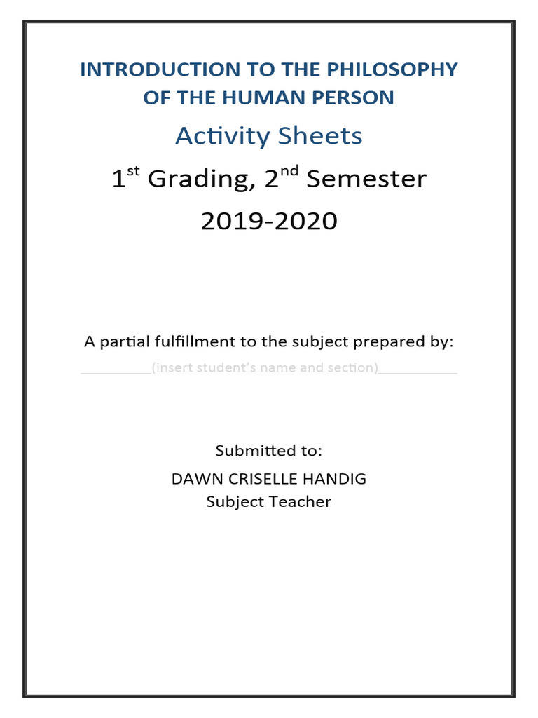 Philosophy Activity Sheets 1 | PDF