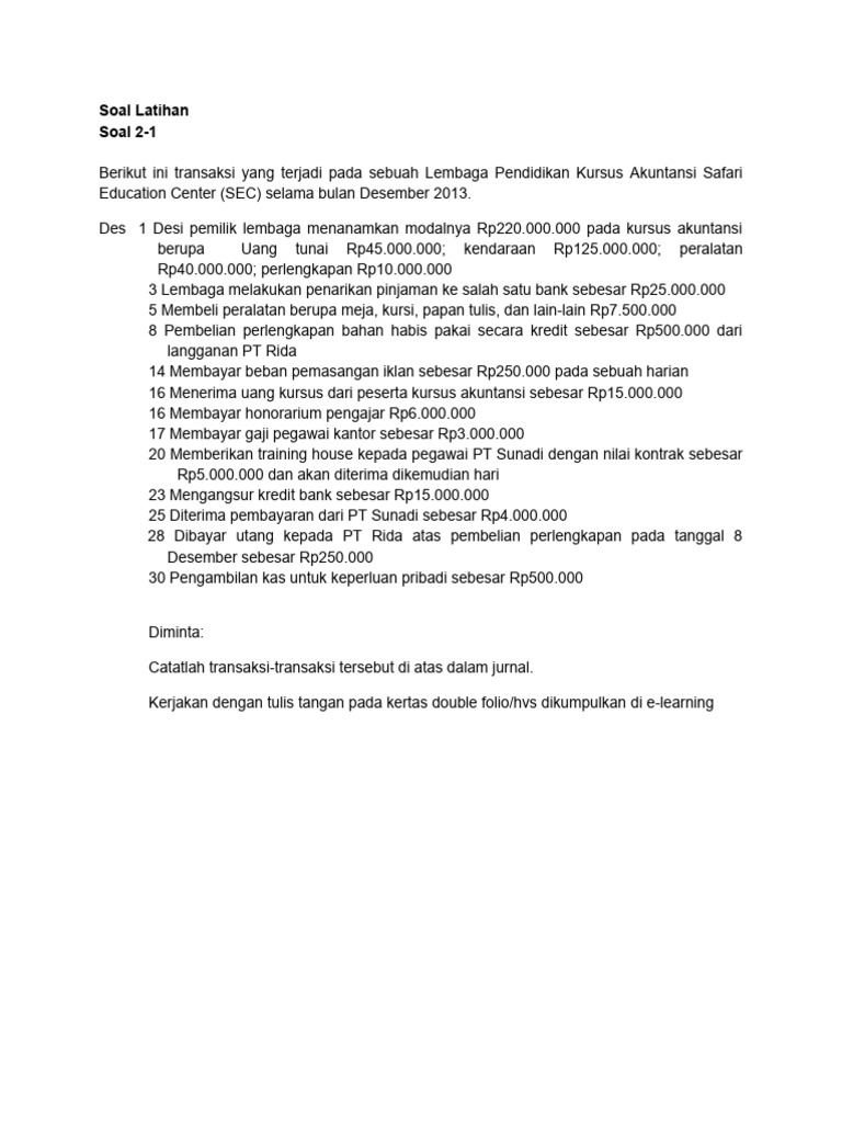 Latihan Jurnal Akuntansi | PDF | Bisnis