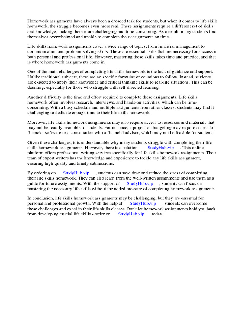 Life Skills Homework Assignments | PDF | Homework | Safari (Web Browser)
