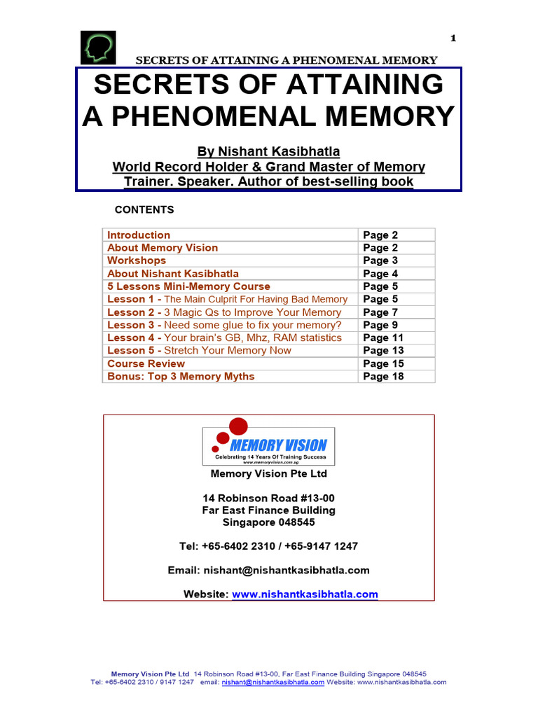 Phenomenal Memory Secrets Guide | PDF | Memory | Learning