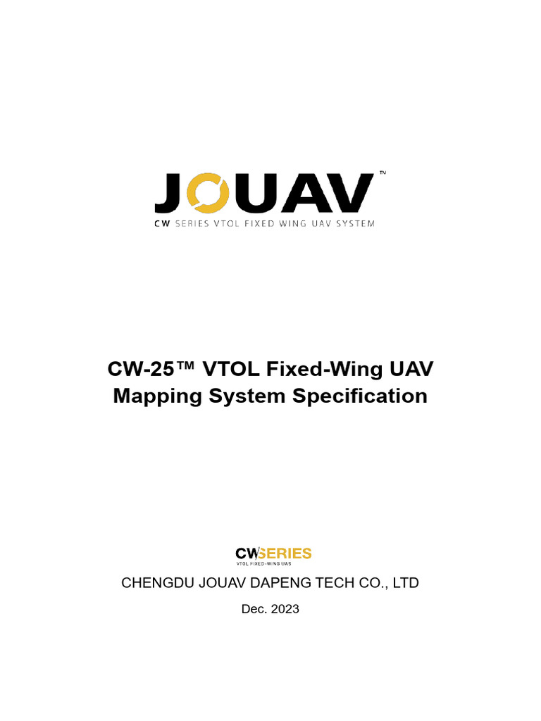 JOUAV CW-25 Mapping UAV Specification | PDF | Unmanned Aerial Vehicle ...