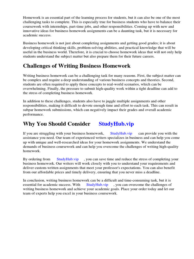 Business Homework Ideas | Download Free PDF | Homework | Pricing