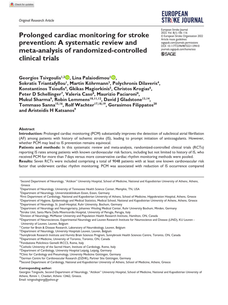 Prolonged Cardiac Monitoring for Stroke Prevention | PDF | Stroke ...