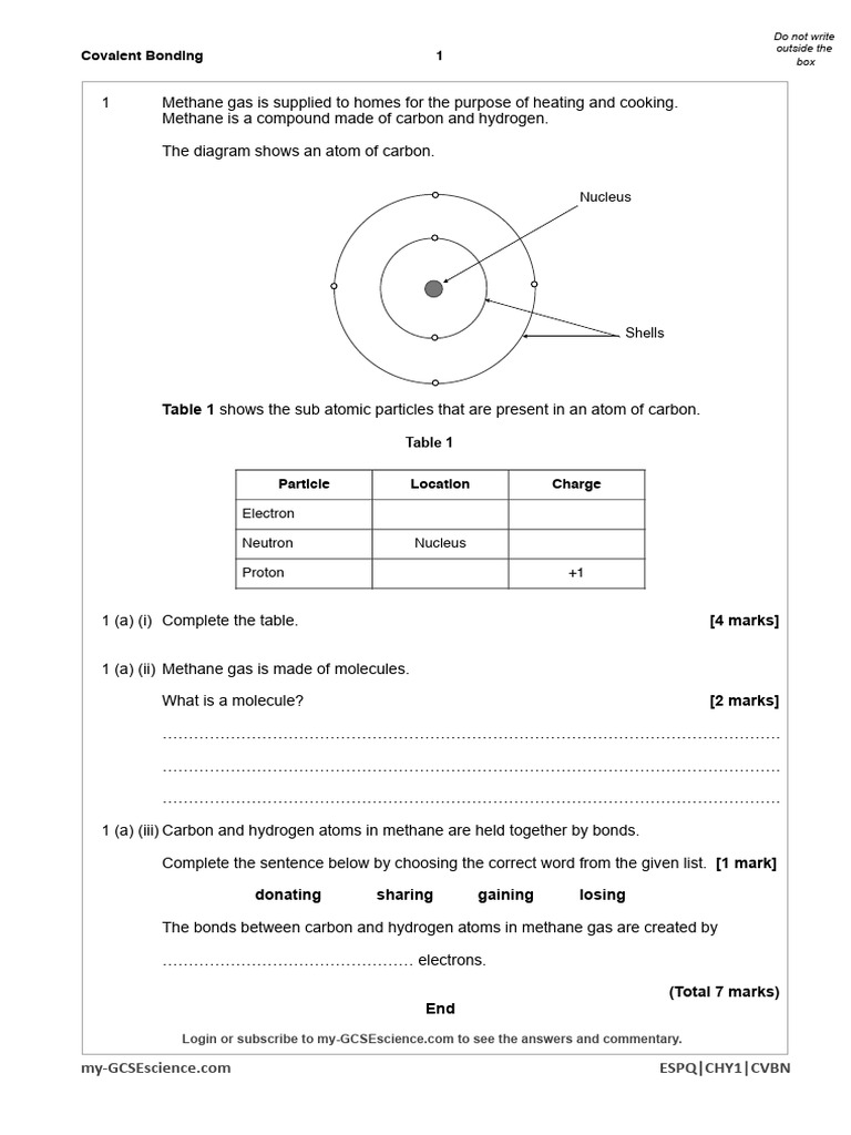 AQA Covalent Bond Questions | PDF | Chemical Bond | Atoms