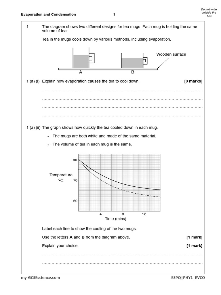 AQA P1 Evaporation and Condensation Questions | PDF | Scientific ...