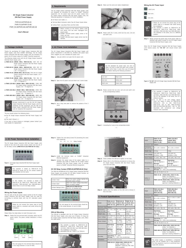 PWR-Series Datasheet | PDF | Power Supply | Alternating Current